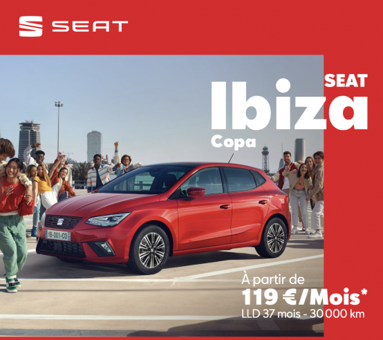 Seat IBIZA Copa à partir de 119€/mois - Valauto